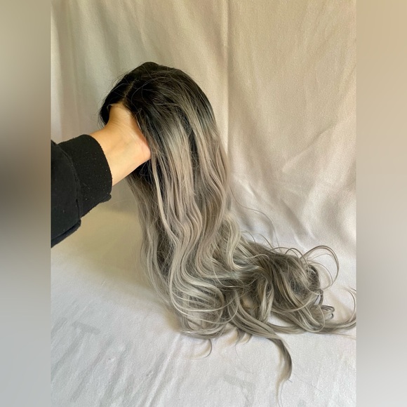 Powder Room | Accessories | Powder Room Black Silver Wig | Poshmark